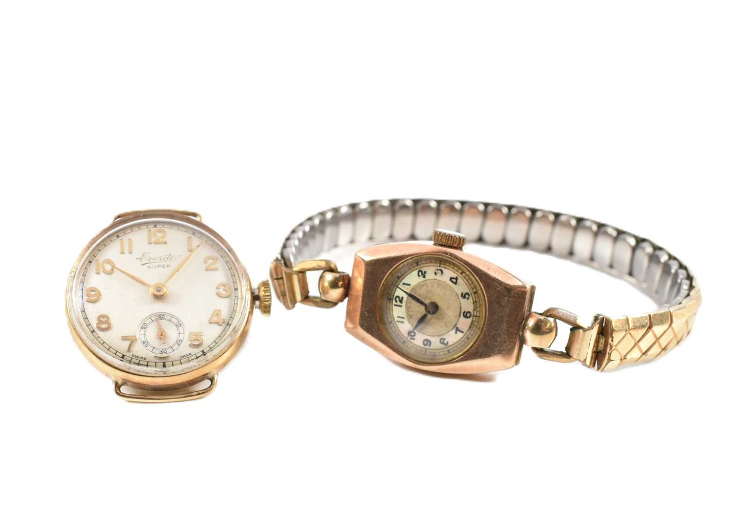 Lot 351 - 9CT GOLD EVERITE SUPER WATCH AF & HALLMARKED