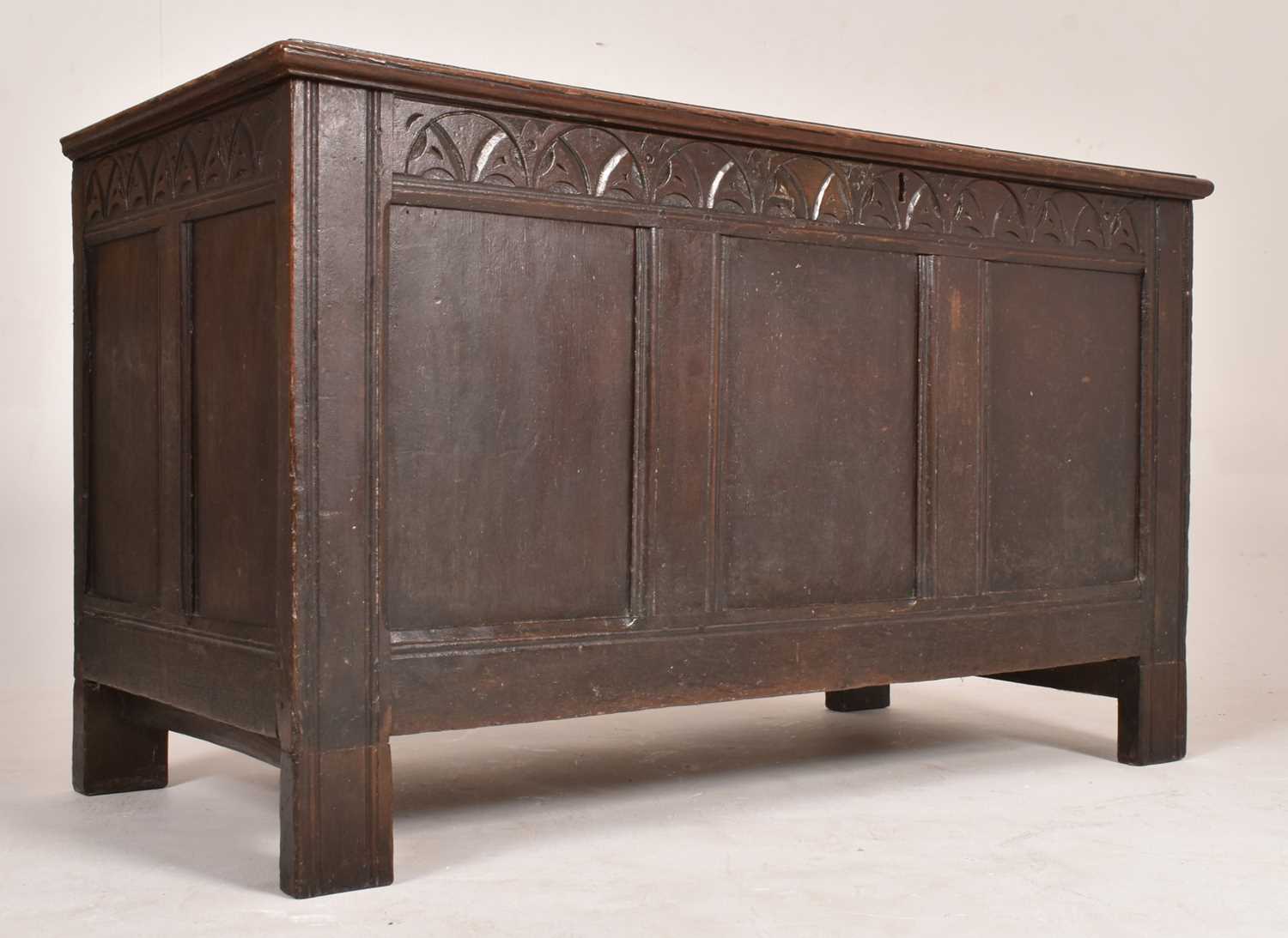 Lot 257 - LATE 17TH CENTURY ENGLISH OAK LARGE COFFER