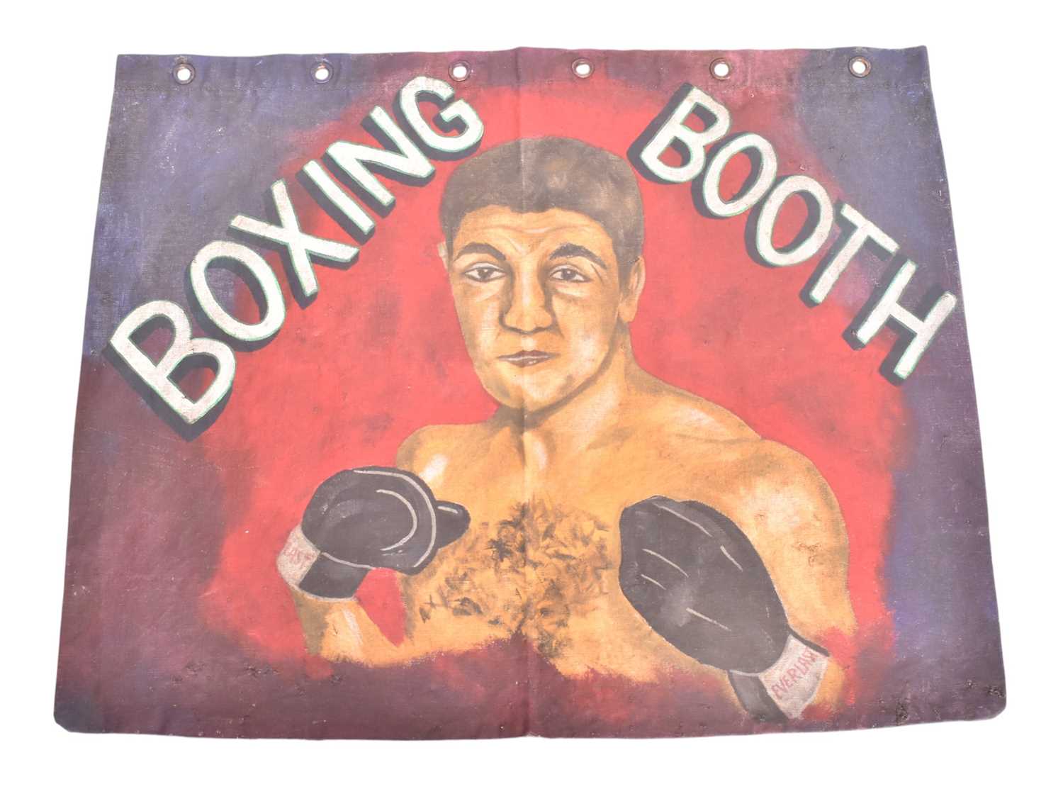 Lot 471 - BOXING BOOTH - VINTAGE PAINTED LORRY CANVAS
