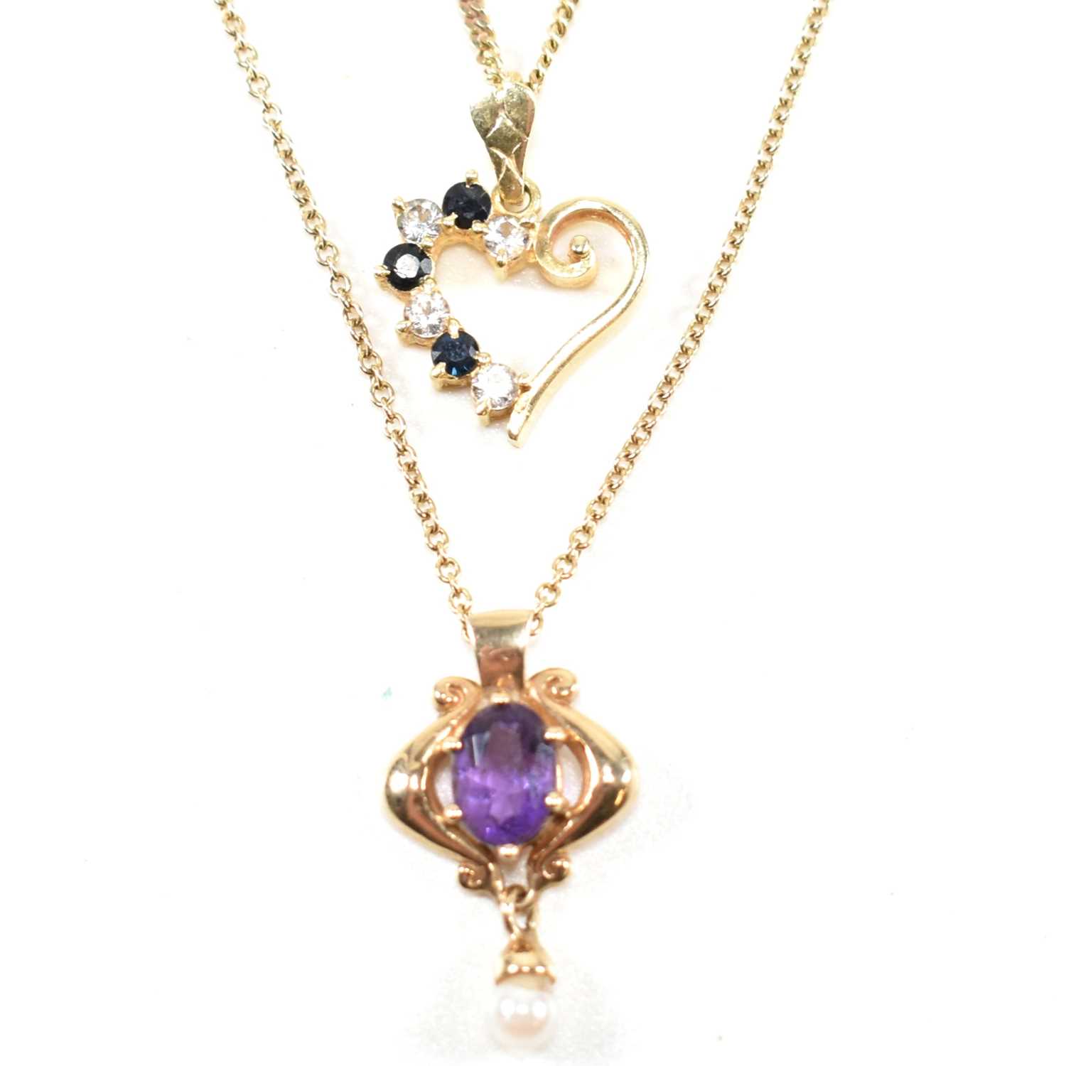 Lot 244 - TWO 9CT GOLD & GEM SET PENDANT NECKLACES