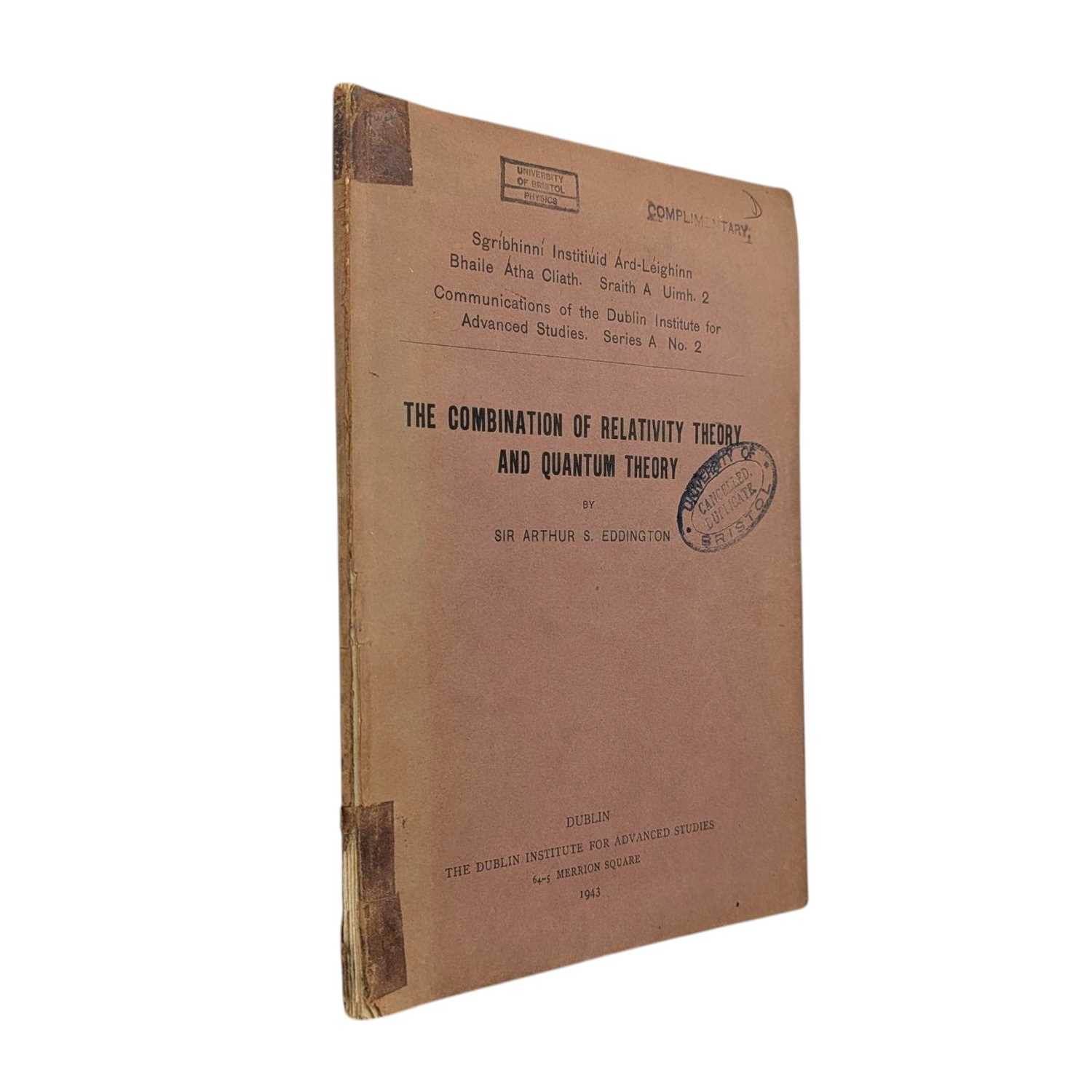 Lot 73 - PHYSICS. 1943 THE COMBINATION OF RELATIVITY